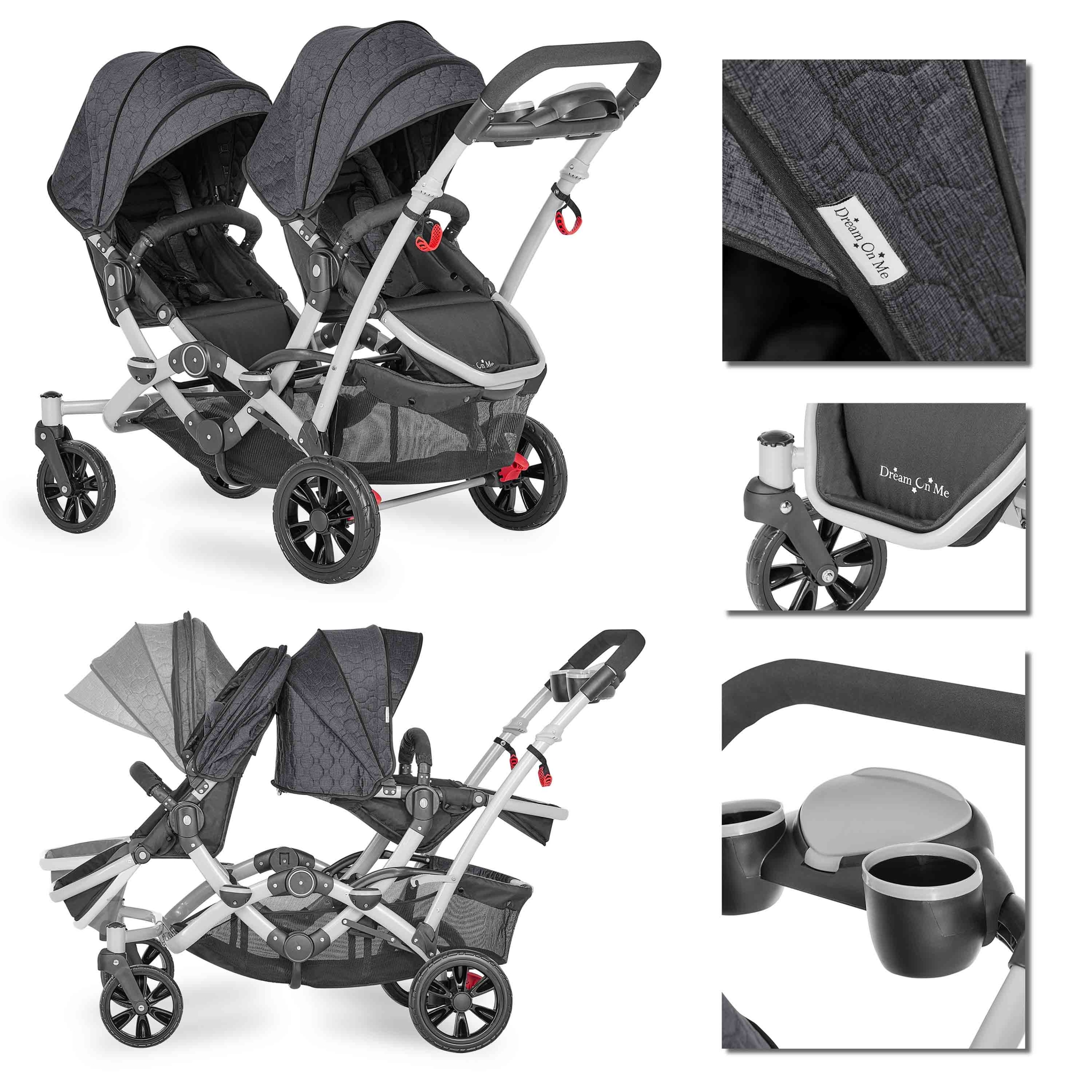 Track Tandem Stroller | Double Stroller Facing Each Other | Dream On Me