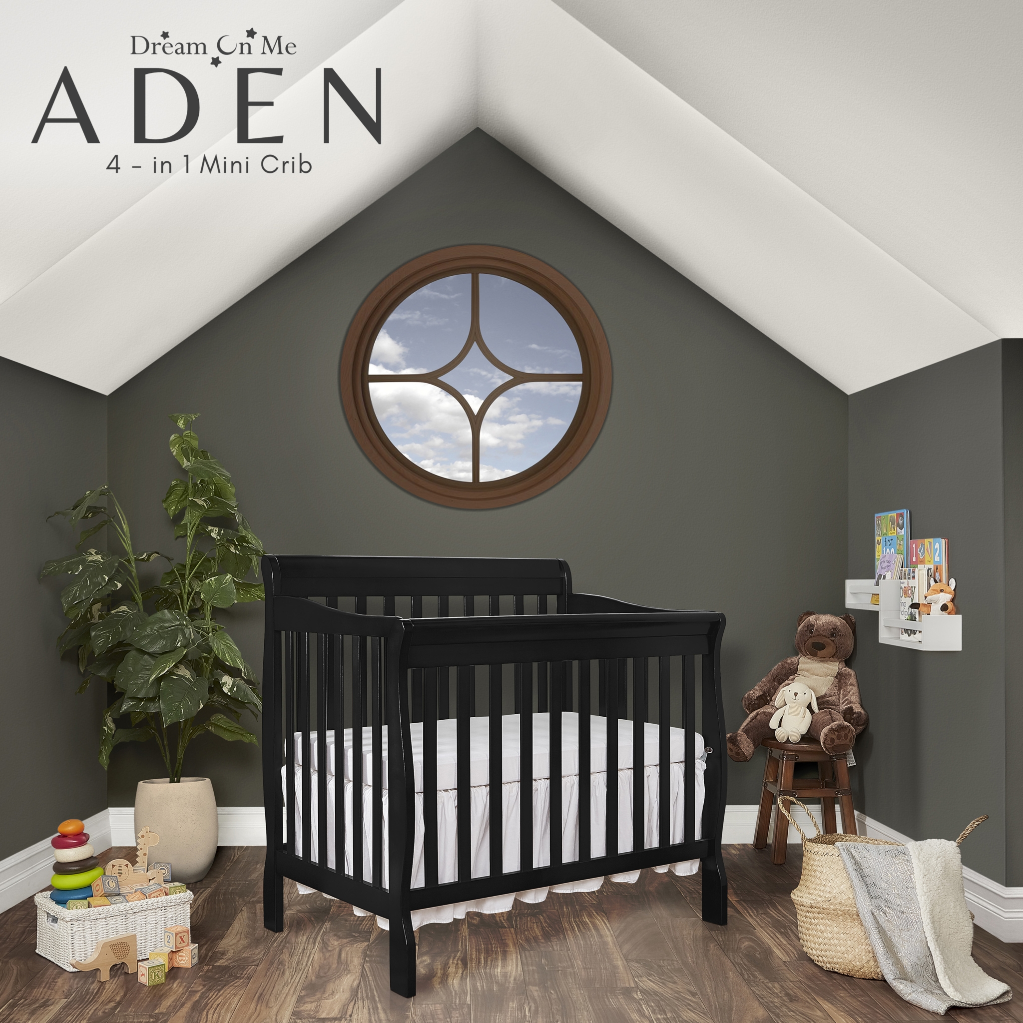 Aden 4 in 1 Convertible Mini Crib | Dream On Me